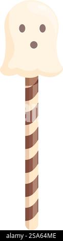 Striped cake pop icon cartoon vector. Candy chocolate. Sweet stick ...