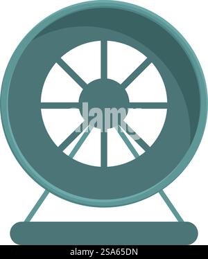 Hamster wheel standing on support with metal bars and wooden circle ...
