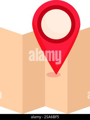 Red Location Pin Pointing on Folded Paper City Map Navigation Stock ...