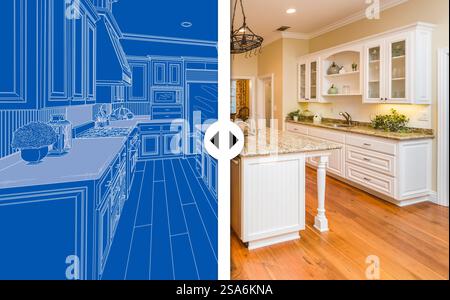 Before and After Slider Comparing Blueprint Sketch Drawing Plans and ...
