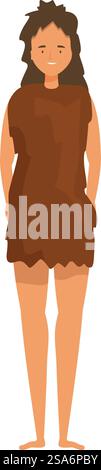Primitive woman from prehistoric times wearing animal skin clothing ...