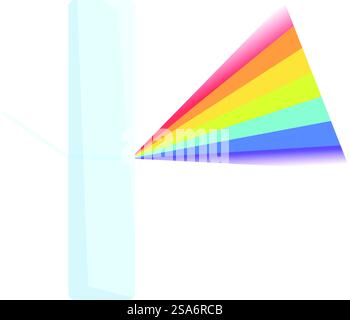 Illustration of a triangular prism refracting a beam of light creating a visible spectrum Stock ...