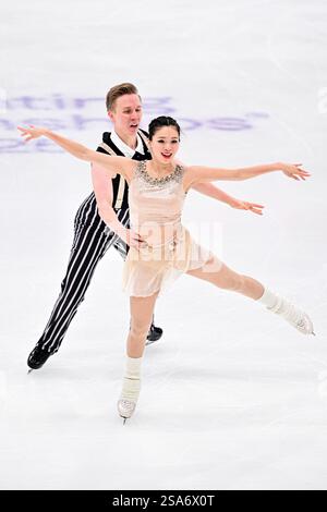 Yuka ORIHARA & Juho PIRINEN (FIN), during Ice Dance Rhythm Dance, at the ISU European Figure ...