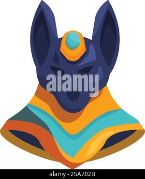 Cartoon anubis god head wearing an orange costume, perfect for projects ...