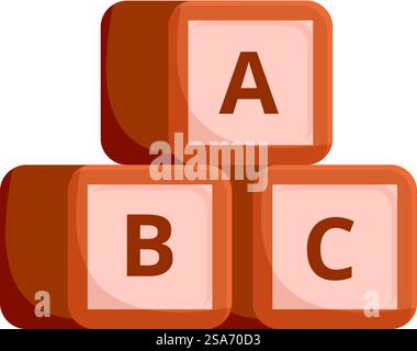 Three wooden alphabet blocks forming a pyramid with the letters a, b ...