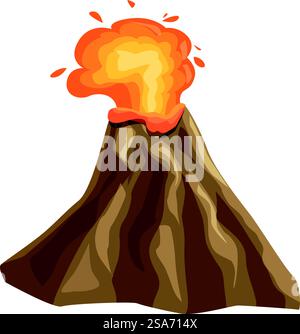 Cartoon volcano erupting, spewing hot, orange lava and rocks Stock ...