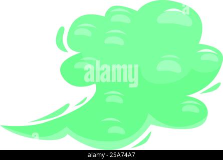 Cartoon green toxic fumes cloud is floating in the air, isolated on ...