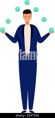 Businessman Juggling, Time Management and Multitasking , Vector Cartoon ...