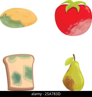 Spoiled bread food. Rotten food product, organic food waste cartoon ...