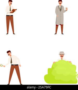 Classic Detective Character Poses Set Stock Vector Image & Art - Alamy