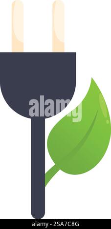 Electric plug with leaf symbolizing sustainability in renewable energy ...