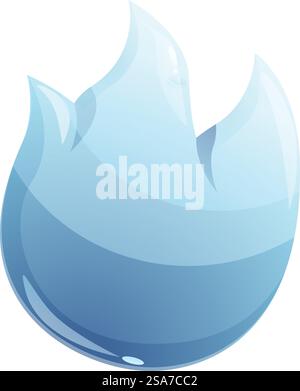 This cartoon illustration shows a blue fireball glowing with fantasy ...