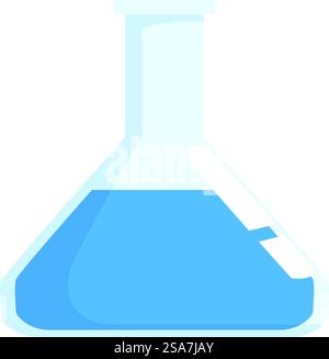 Conical flask containing blue chemical solution, commonly used in ...