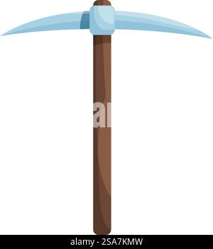 Cartoon pickaxe with wooden handle for extracting valuable ores and ...