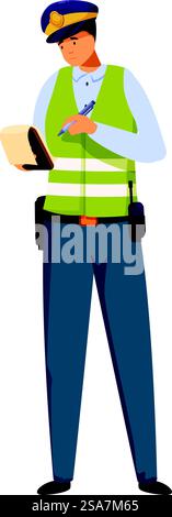 Police officer writing on notepad, policeman wearing uniform standing ...