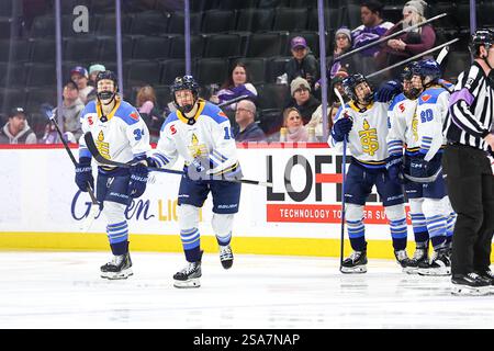 Toronto Sceptres' Jesse Compher (18) shoots on Minnesota Frost ...