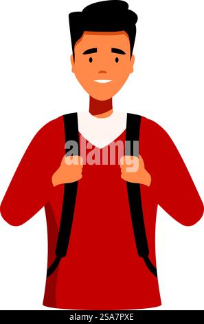 Drawing of young male college student holding books and wear backpack ...
