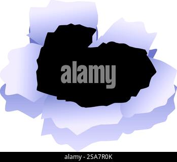 Bullet hole is leaving a dark void in a piece of white paper. Bullet ...