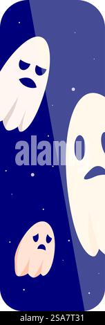 Three Scary Ghosts Vector Flat Design. Ghost Cartoon isolated on white ...