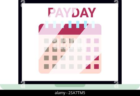Laptop showing payday calendar and highlighting salary day for ...