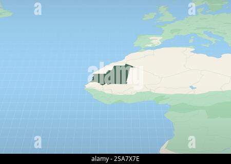 map of Mauritania and location on Africa map. Vector illustration Stock ...