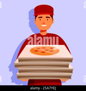 Pizza boxes stack. Cartoon icon food delivery Stock Vector Image & Art ...