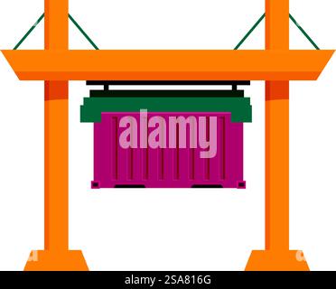 Illustration featuring a gantry crane lifting cargo containers ...