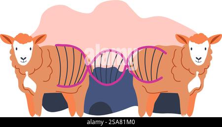 Cloning of animals, genetically modified sheep Stock Vector Image & Art ...