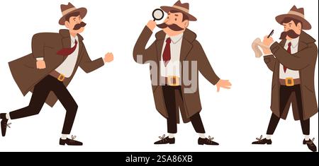 Classic Detective Character Poses Set Stock Vector Image & Art - Alamy