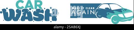 Creative vector logos for car wash services, incorporating fresh blue ...