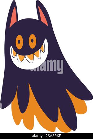 A vector illustration of a white bat with sharp wings isolated on a ...