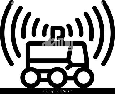 lidar sensors autonomous delivery line icon vector illustration Stock ...