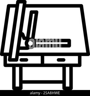 drafting table architectural drafter line icon vector illustration ...
