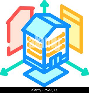 orthographic projections architectural drafter color icon vector ...