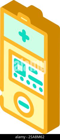 Low battery isometric icon, isolated on color background Stock Vector ...