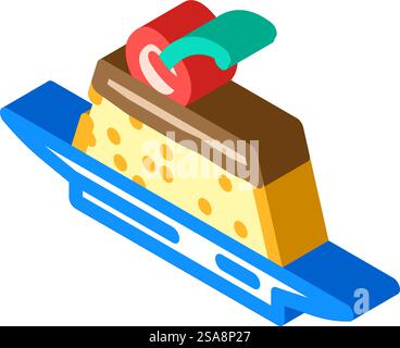 spanish flan spanish cuisine isometric icon vector illustration Stock ...