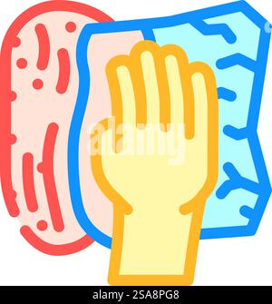 soaking spills with paper towel line icon vector. soaking spills with ...