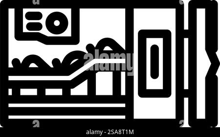 tunnel boring construction vehicle line icon vector illustration Stock ...