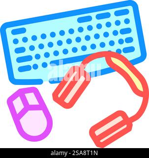 peripheral setup repair computer icon color illustration Stock Vector ...