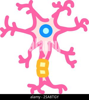 neuron structure neuroscience neurology color icon vector illustration ...