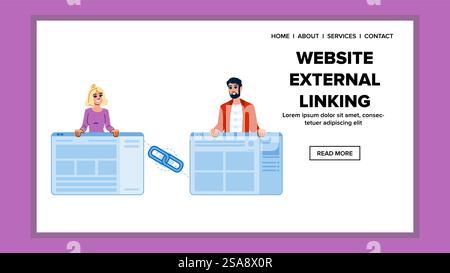 web external linking vector. website open, line hyperlink, site arrow ...