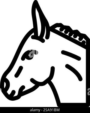 Donkey head line icon, Farm animals concept, mule face sign on white ...