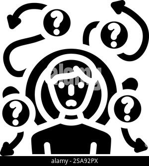 decision fatigue time management glyph icon vector illustration Stock ...