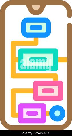 user flow ux ui design line icon vector. user flow ux ui design sign ...