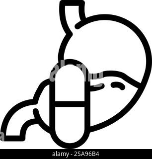 Antacids line black icon. Medicines to reduce heartburn. Sign for web ...