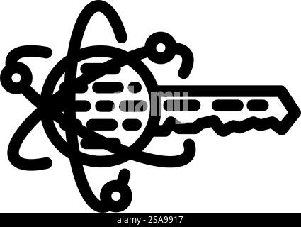 encryption quantum technology line icon vector illustration Stock ...