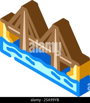 cable-stayed bridge color icon vector. cable-stayed bridge sign ...