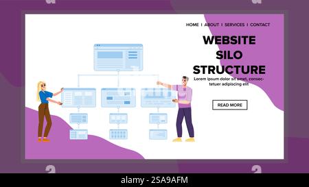 content silo structure vector. organization hierarchy, linking ...