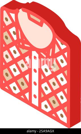 plaid shirt streetwear cloth fashion isometric icon vector illustration ...