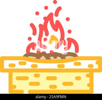 Fire pit table color line icon. Pictogram for web page Stock Vector ...